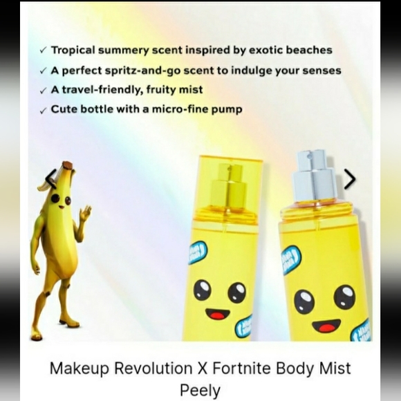 Makeup Revolution | Bath & Body | Revolution X Fortnite Body Mist Peely ...